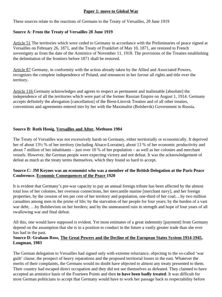2 Paper 1 Versailles Example Upated | PDF | Treaty Of Versailles ...
