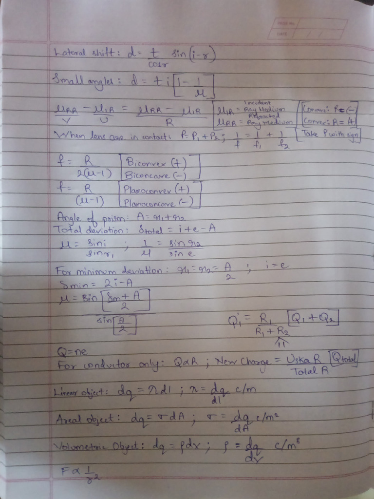 Physics and Optics Formulas Guide | PDF