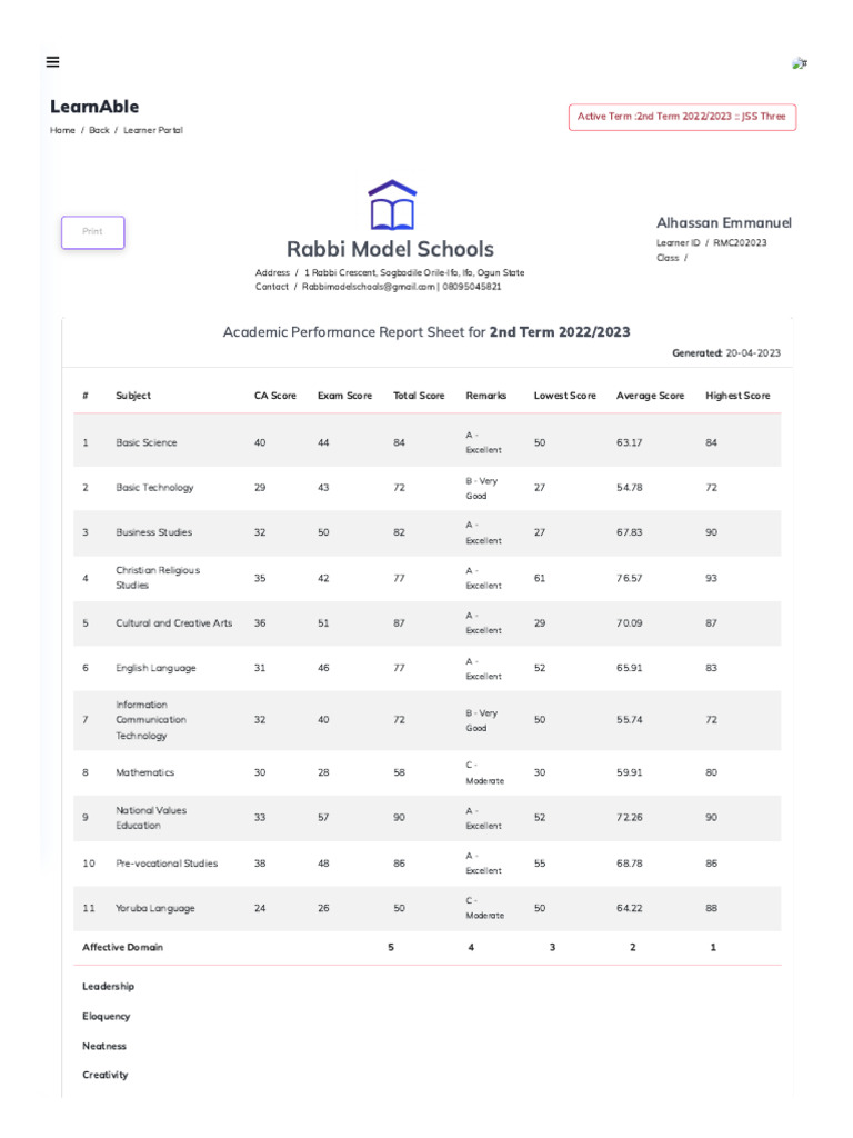 Rabbi Model Schools - LearnAble | PDF | Science | Learning
