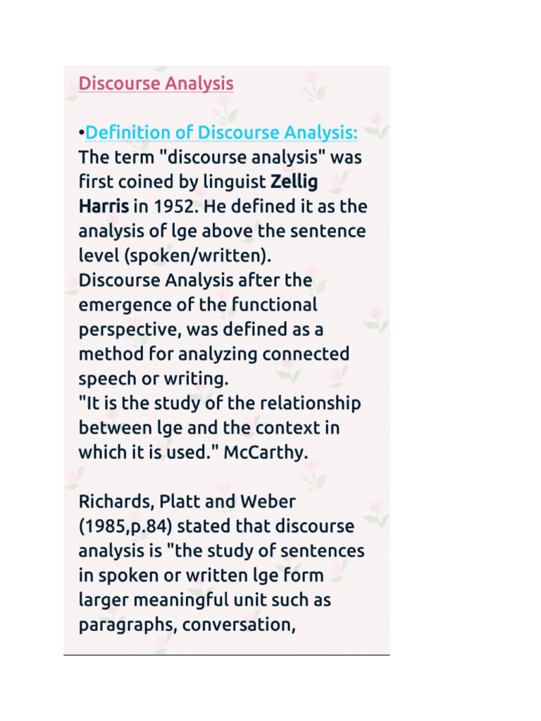 Discourse Analysis Class Notes | PDF