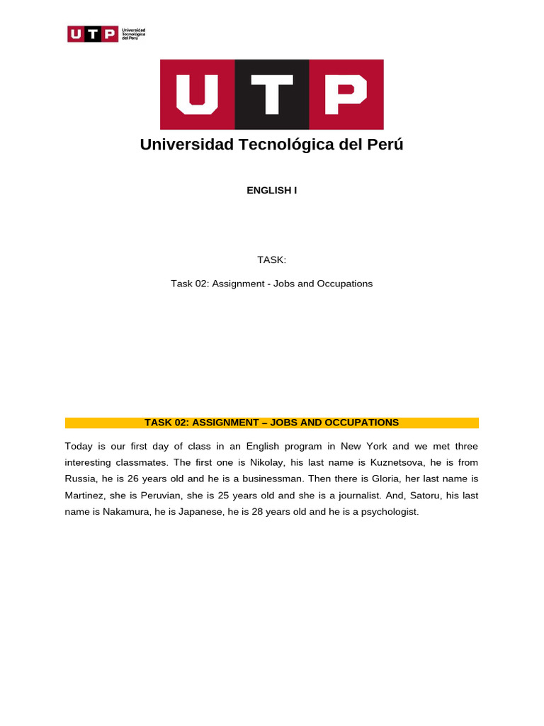 Task 02 - Jobs and Occupations | PDF