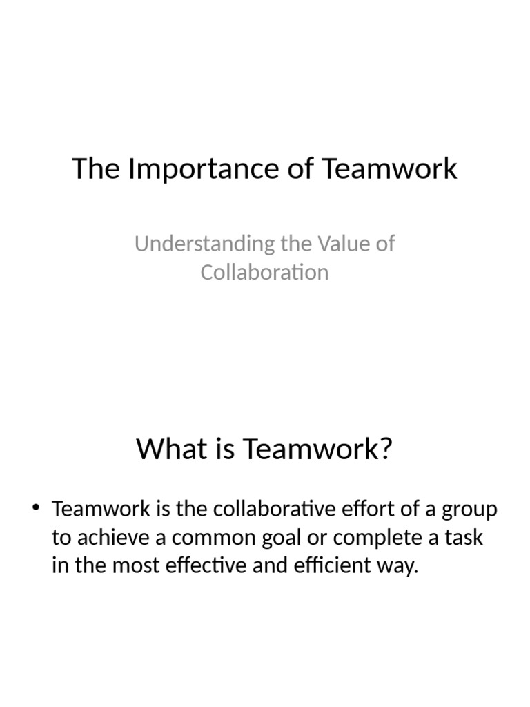 Importance of Teamwork | PDF