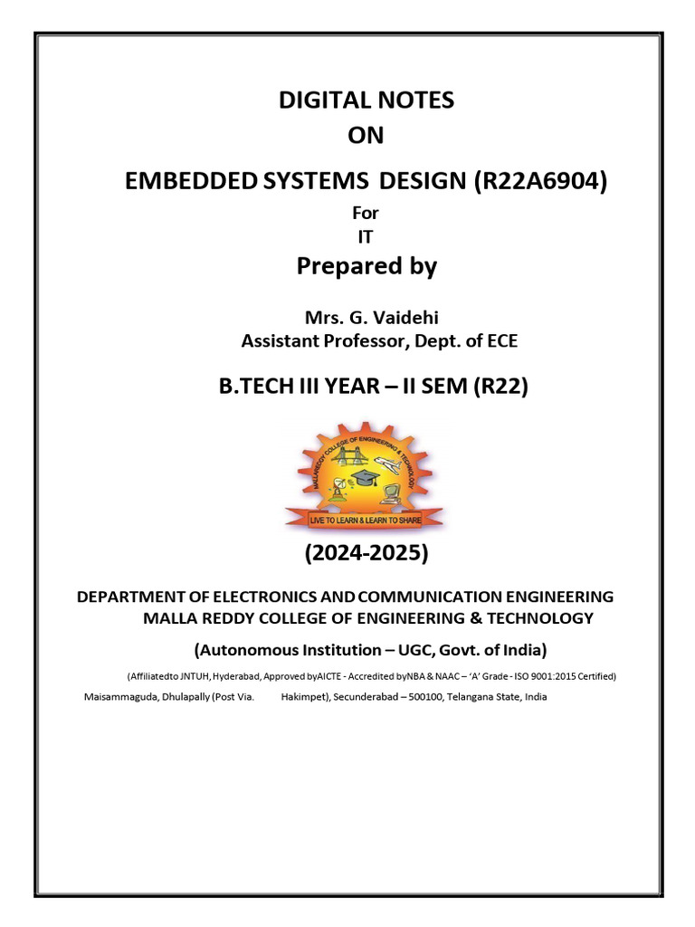 It - (r22) - 3-2 - Embedded Systems Design Digital Notes | PDF ...