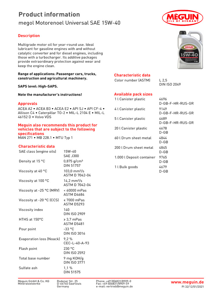 Product Information Sheet | PDF | Motor Oil | Petroleum
