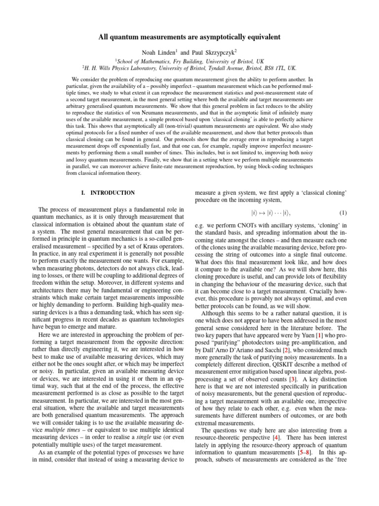 All Quantum Measurements Are Asymptotically Equivalent | PDF ...