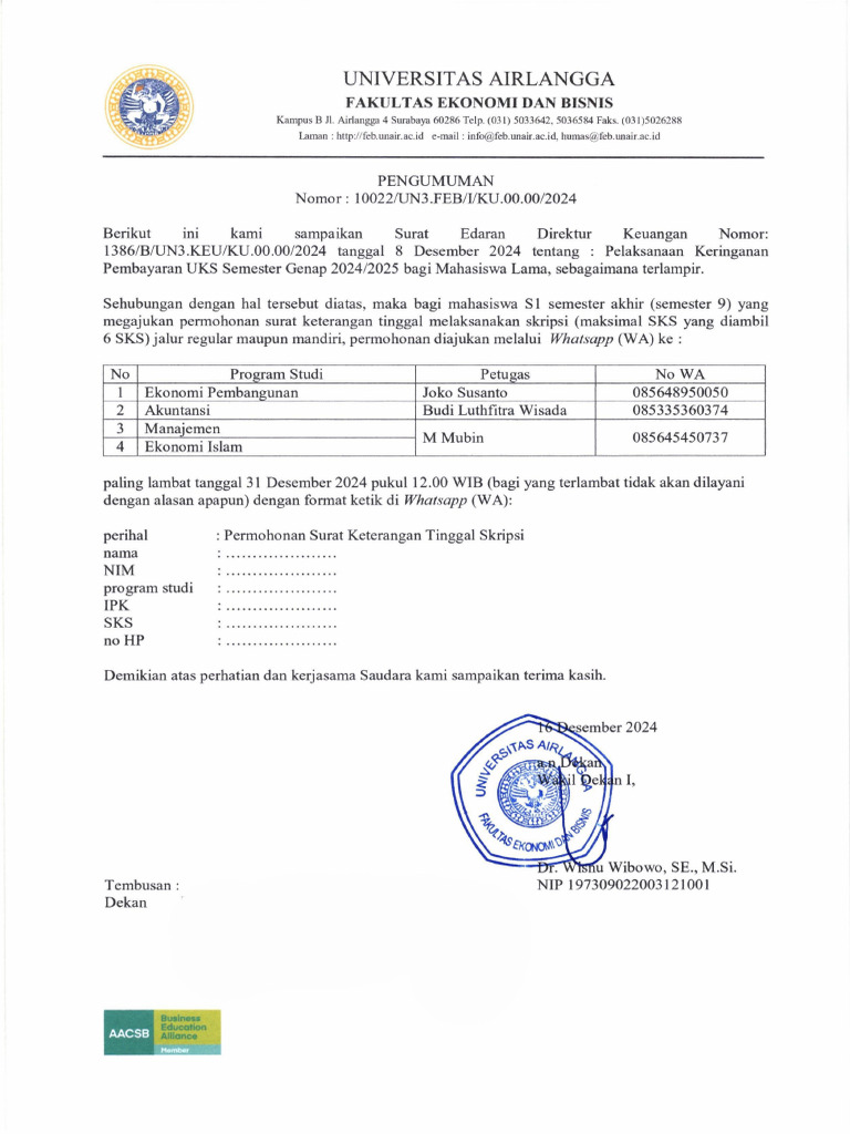 Keringanan Pembayaran UKT Semester Genap 2024 2025 Bagi Mahasiswa Tinggal Skripsi | PDF