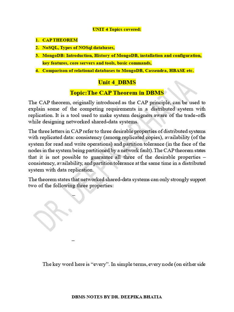 UNIT 4 CAP MONGODB | PDF | No Sql | Databases UNIT 4 CAP MONGODB | PDF | No Sql | Databases