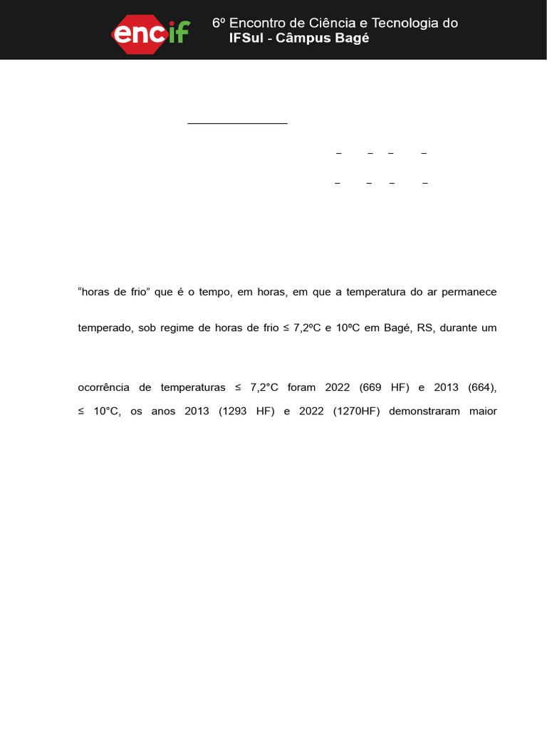 Disponibilidade de Horas de Frio para Frutíferas de Clima Temperado em ...