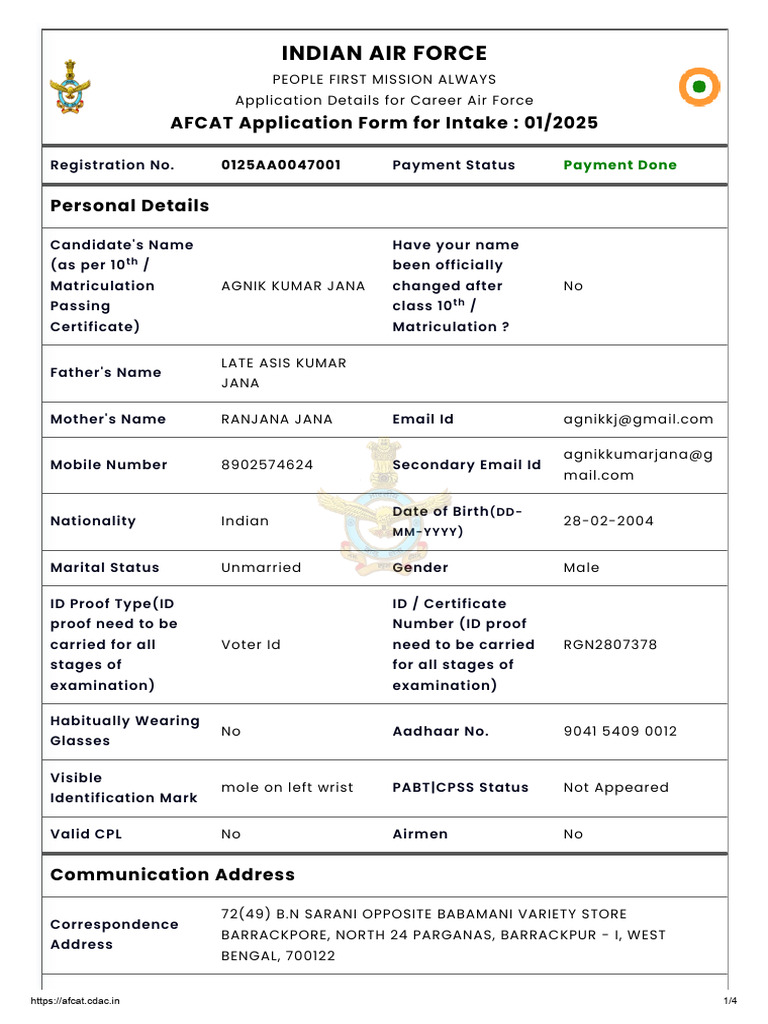 AFCAT Application for Air Force | PDF | Qualifications
