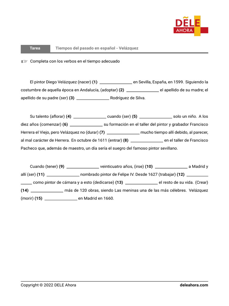 Tiempos Del Pasado en Espanol Velazquez | PDF