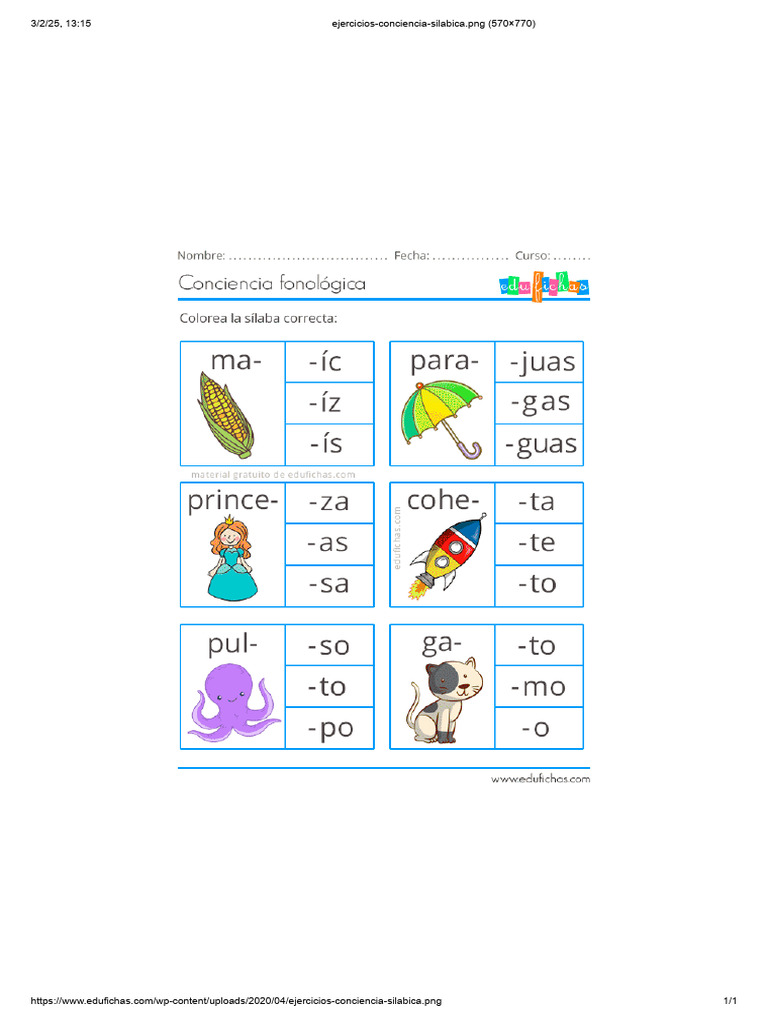 ejercicios-conciencia-silabica 11 | PDF