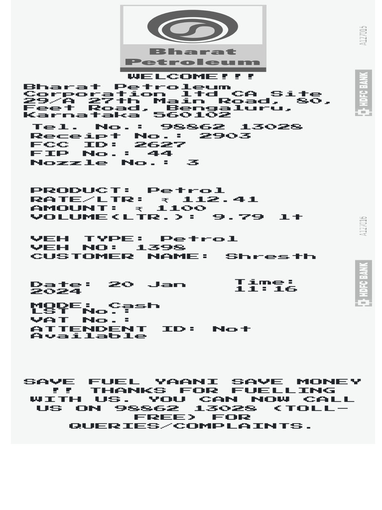 Fuel Bill 1 | PDF