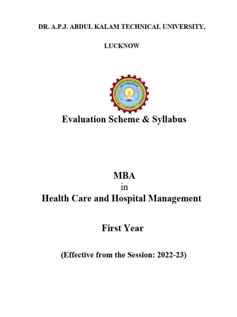 MBA Health Care Management Syllabus 2022-23 | PDF | Statistics | Marketing