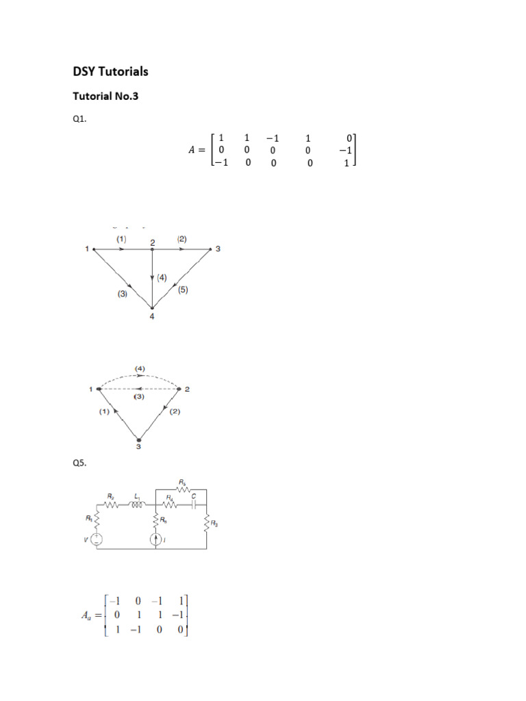 DSY Tutorials | PDF | Electrical Network | Laplace Transform