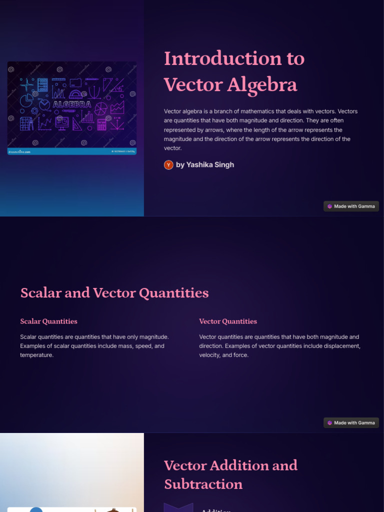Introduction To Vector Algebra | PDF | Euclidean Vector | Scalar (Mathematics)