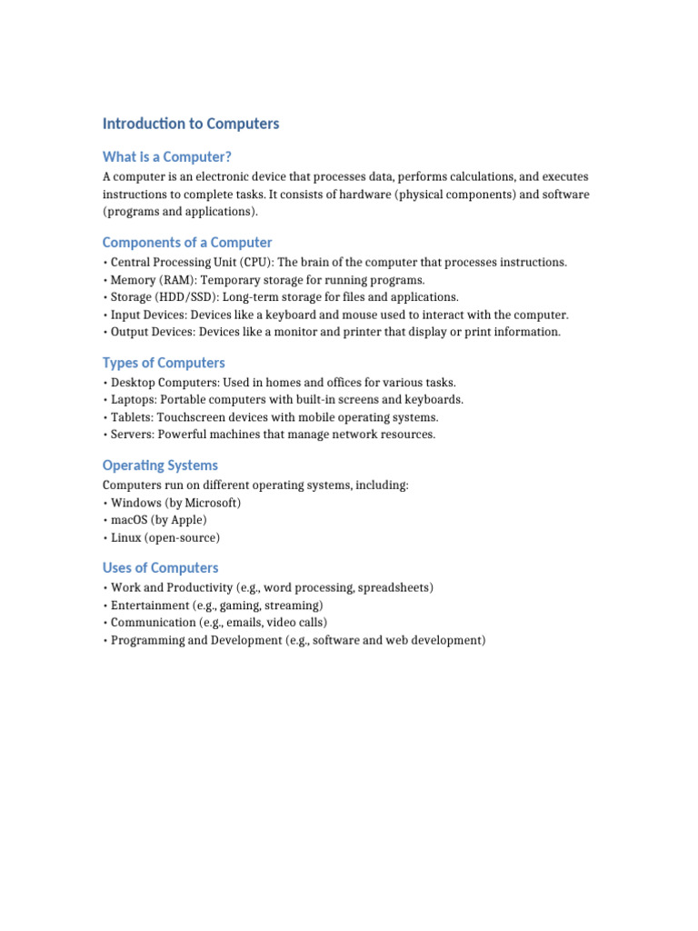 Introduction To Computers | PDF