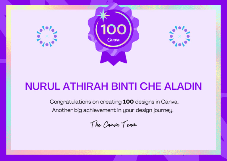 Canva 100 Design Milestone Badge | PDF