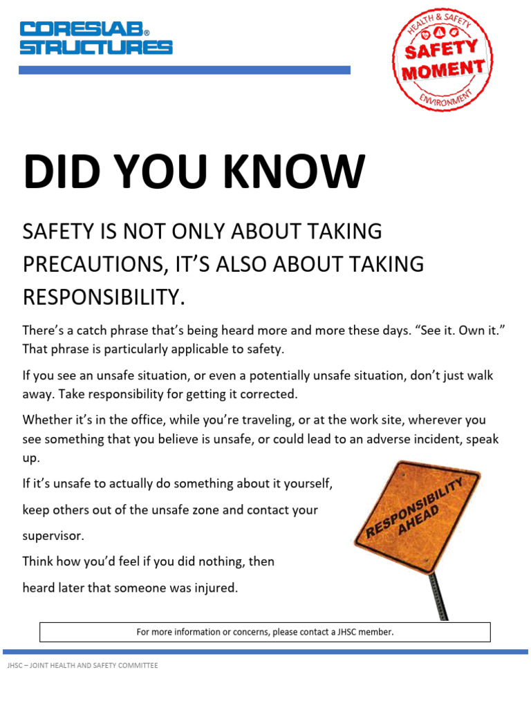 Safety Responsibility: See It, Own It | PDF