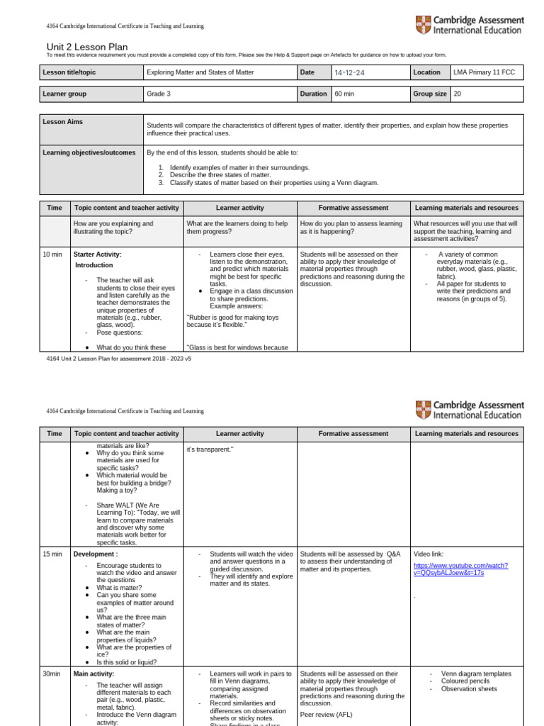 Module 1 Unit 2 Lesson Plan V5 Docx 3 1 Pdf Learning Lesson Plan