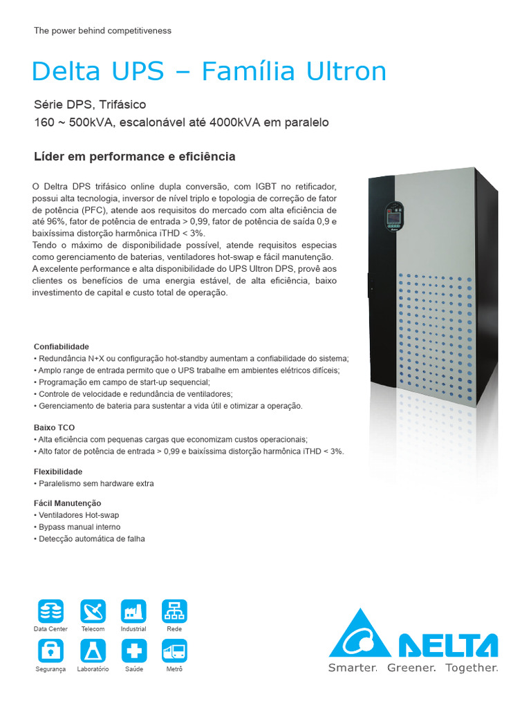 Folheto UPS DPS 160 500kVA PT BR | PDF | Engenharia Elétrica ...