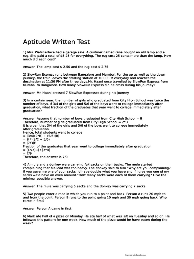 IPPB Aptitude Sample Paper | PDF