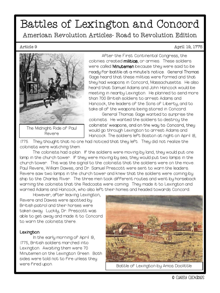 Midnight Ride Lexington Article | PDF | Military Operations | American ...