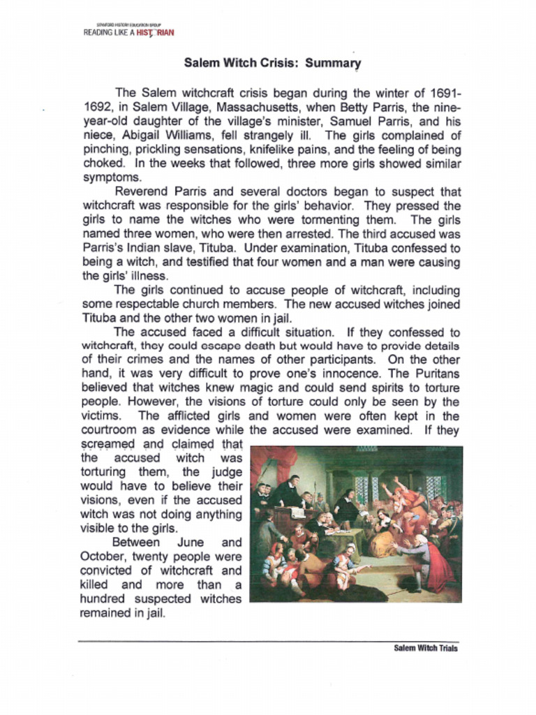Salem Witch Trials | PDF