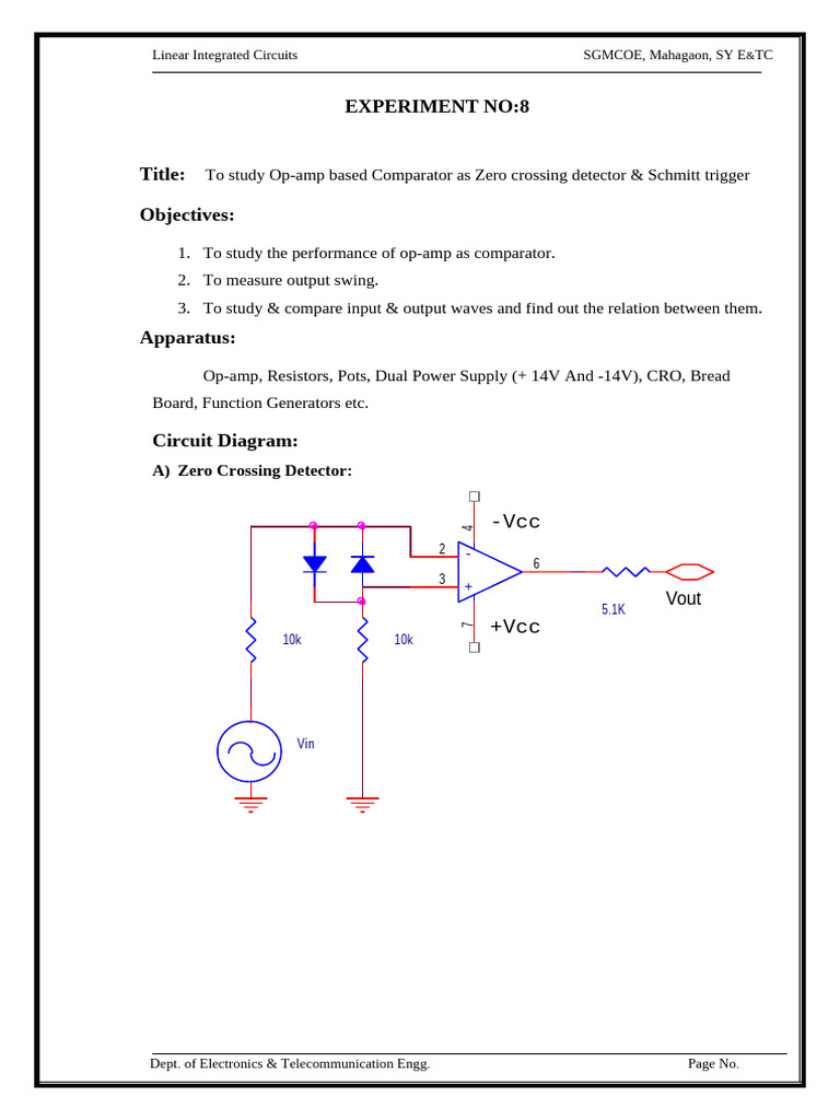 8)Comparator | PDF | Operational Amplifier | Electrical Engineering
