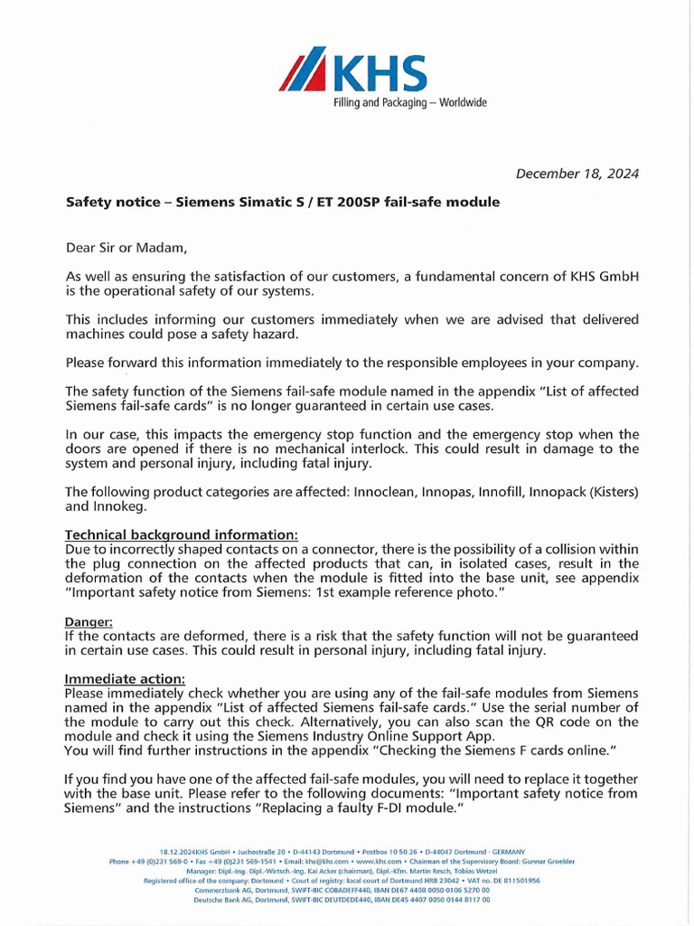 Siemens Fail-Safe Module Safety Alert | PDF | Safety
