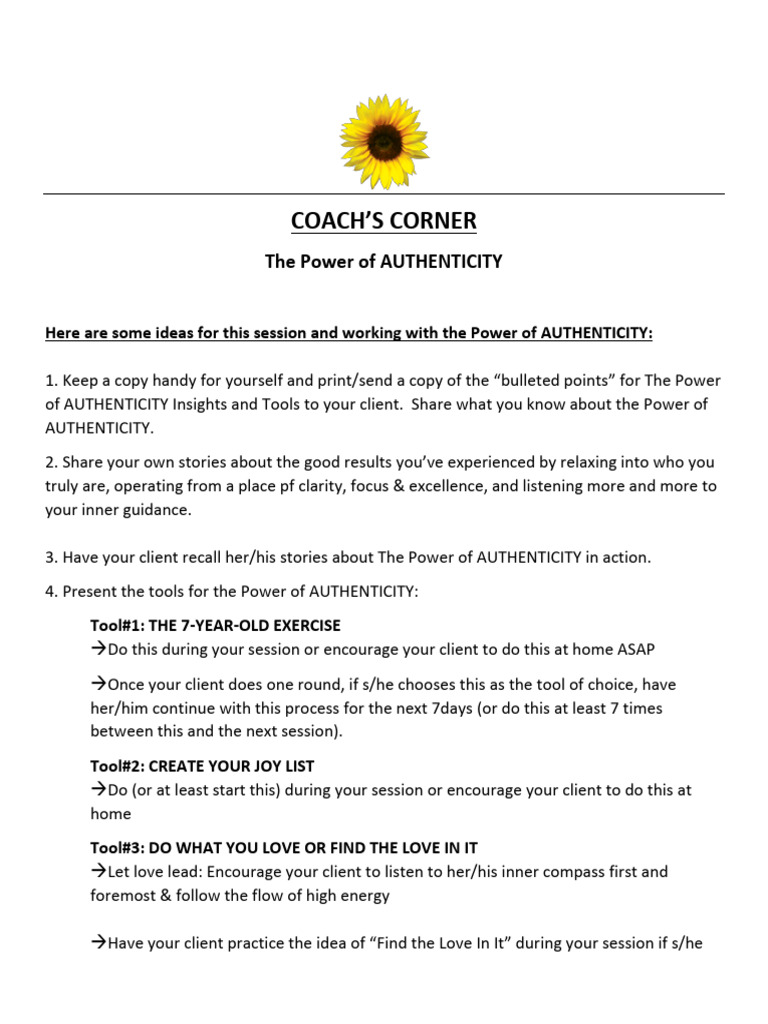 Power of Authenticity Coaching Tools | PDF