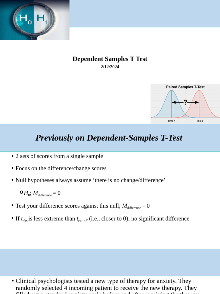 Dependent Sample T-Test 2 - December 3 | PDF | Student's T Test ...