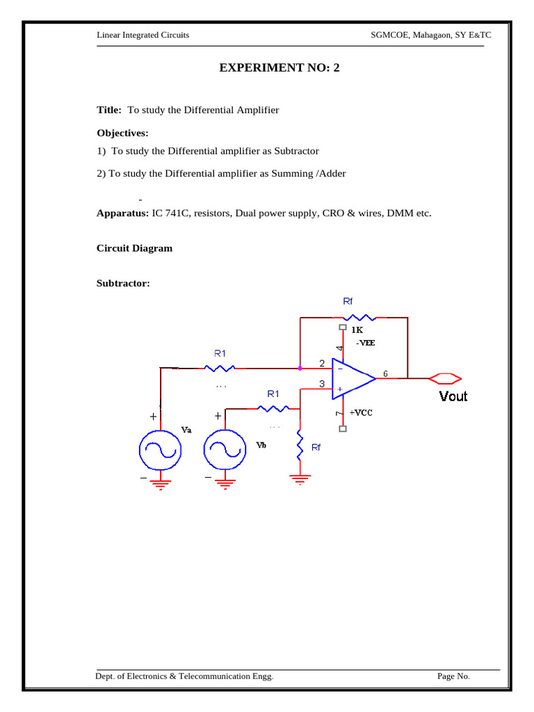 2)Differential Amplifier | PDF | Amplifier | Electrical Network