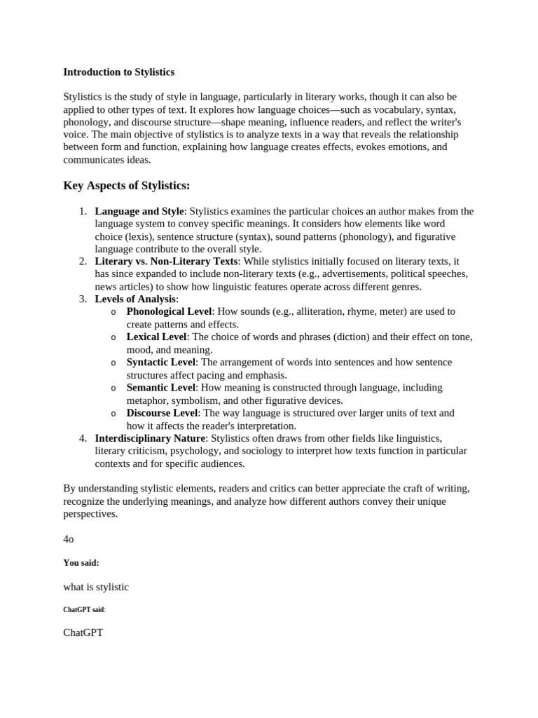 Introduction To Stylistics | PDF | Semantics | Linguistics