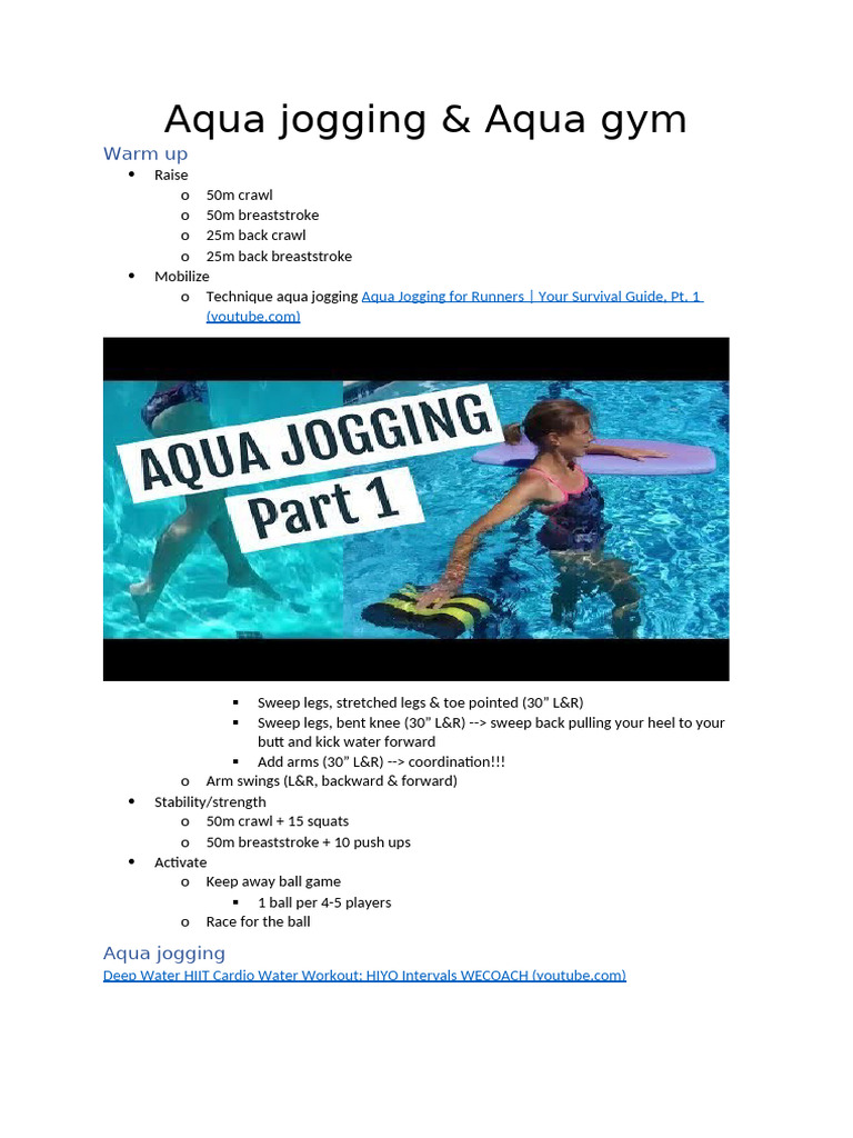 Aqua Jogging Warm-Up and Workout Guide | PDF