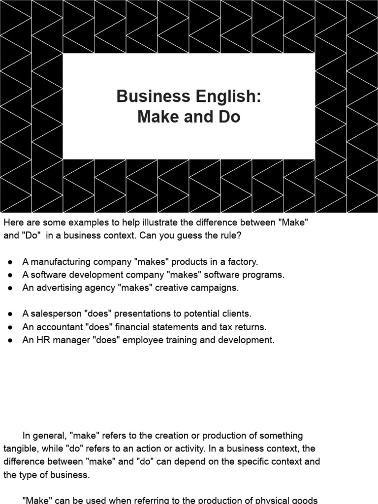 Business English - Make and Do | PDF | Sales | Negotiation
