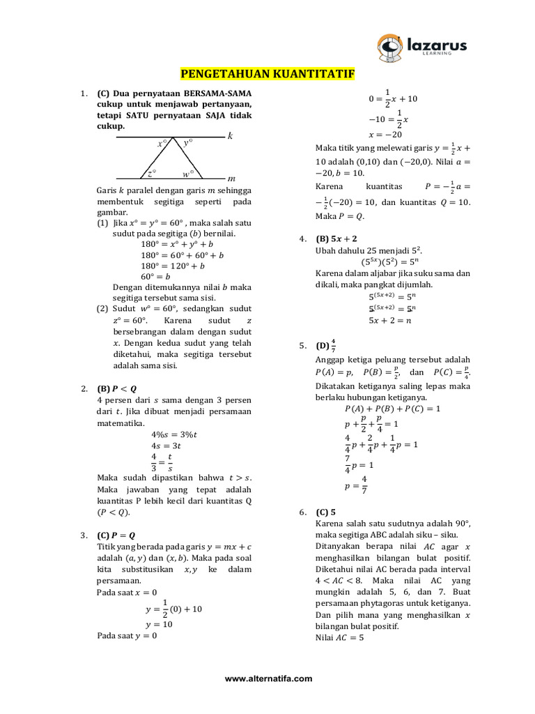 Soal Pengetahuan Kuantitatif | PDF