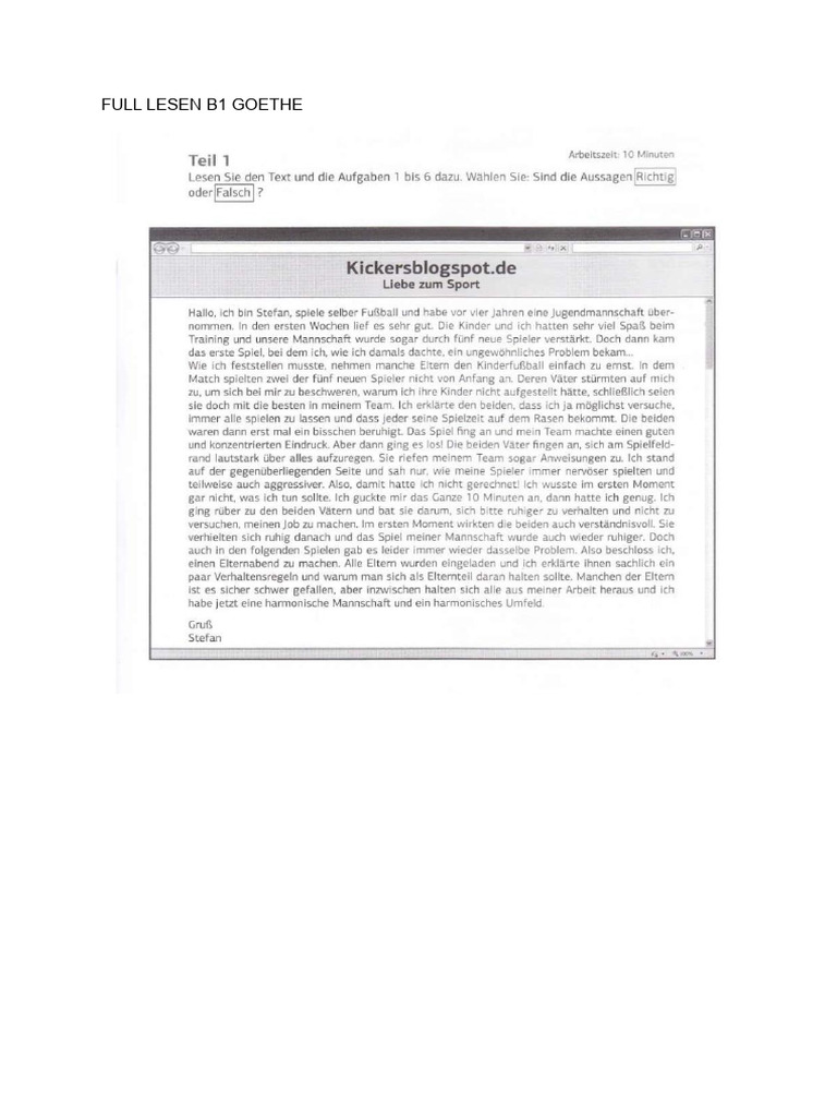Full Lesen B1 Goethe | PDF