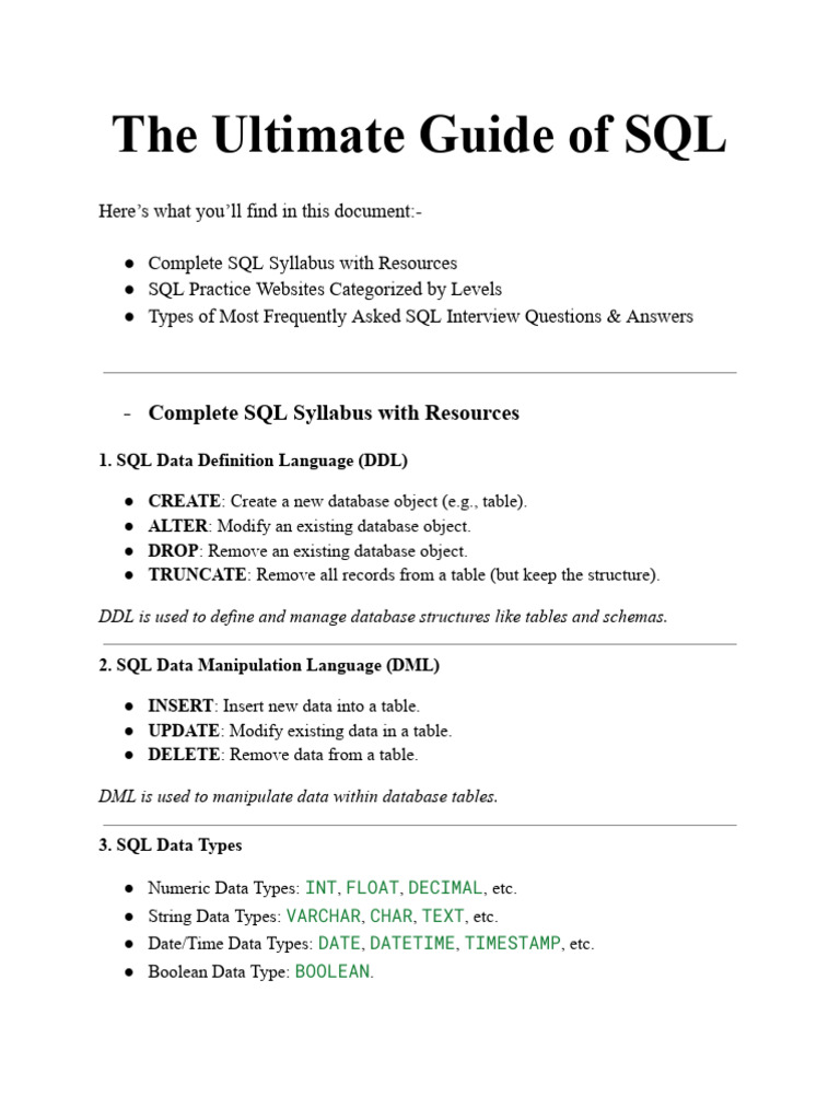 The Ultimate Guide of SQL | PDF | Database Index | Table (Database)