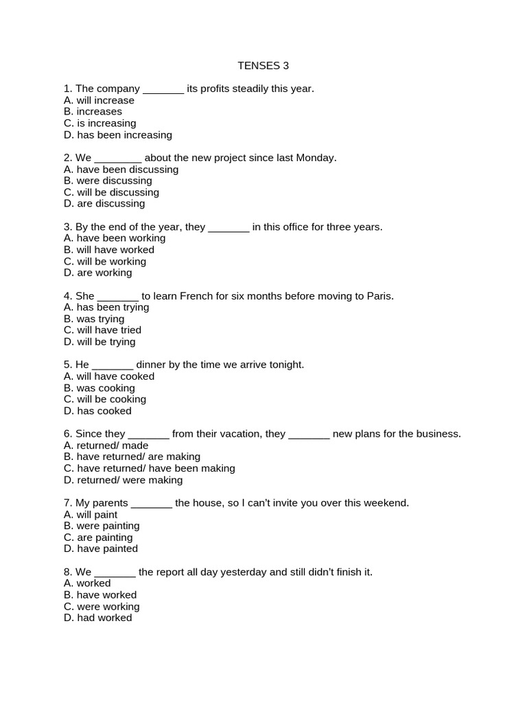 TENSES 3 Multiple choice | PDF