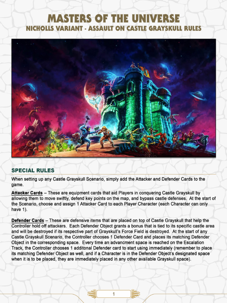 MOTU_Nicholls_Variant_-_Assault_on_Castle_Grayskull_Rules_and_Printables | PDF