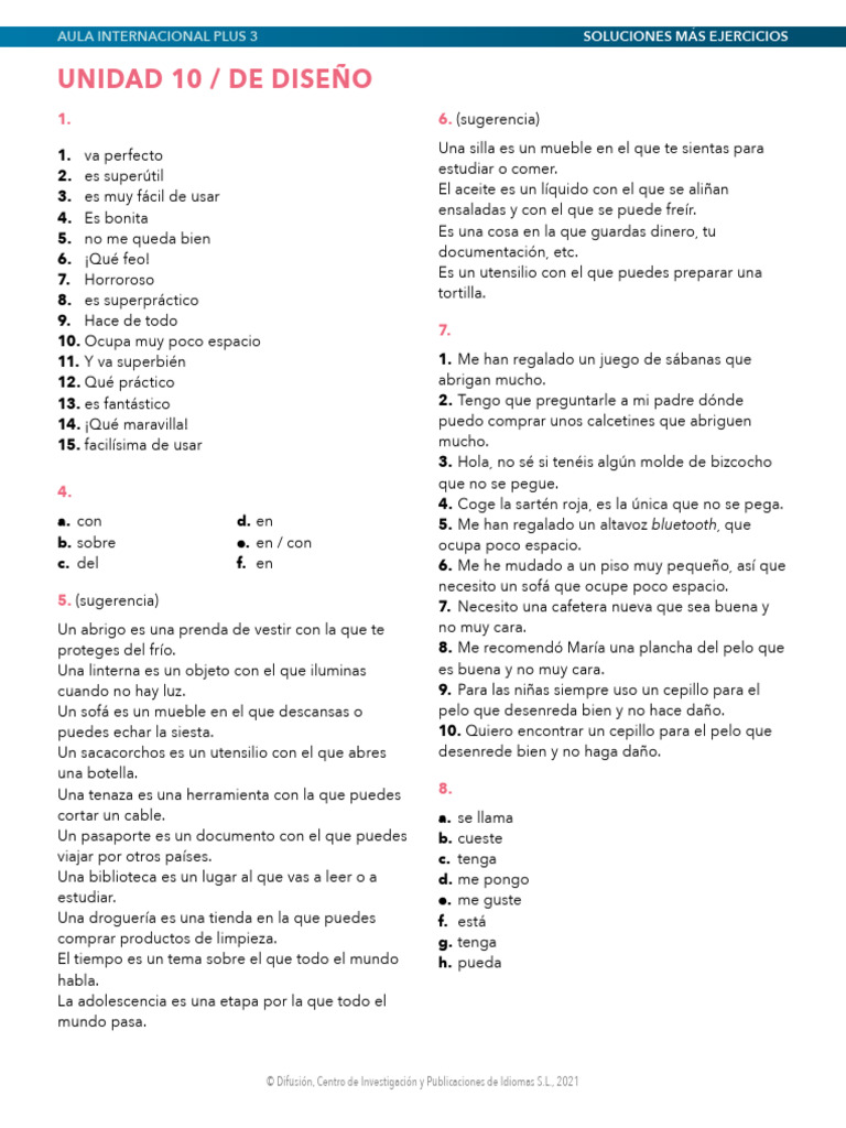 Auint Plus 3 Soluciones U10 | PDF