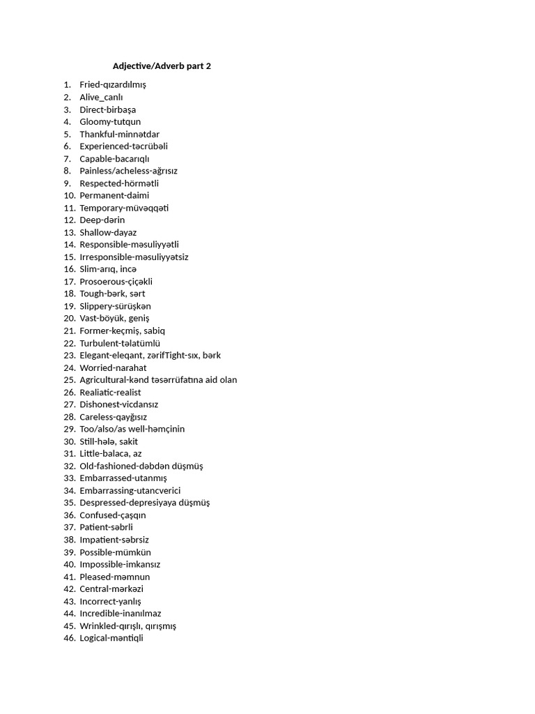 Adjective Part 2 | PDF