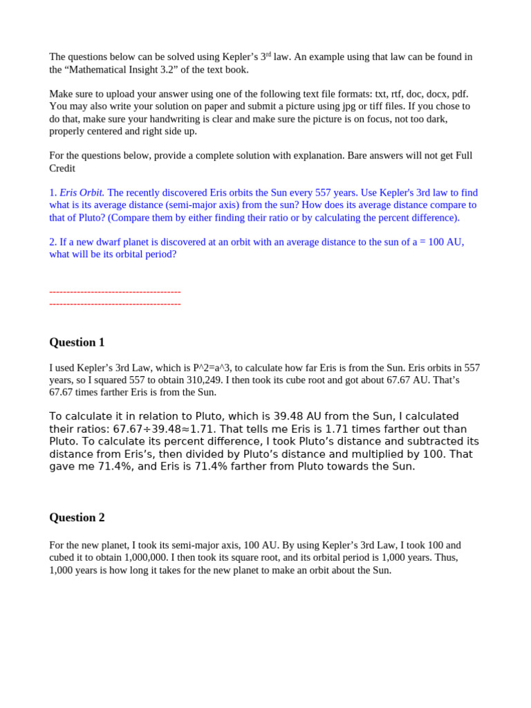 Homework Chapter 3 (The Science of Astronomy) | PDF