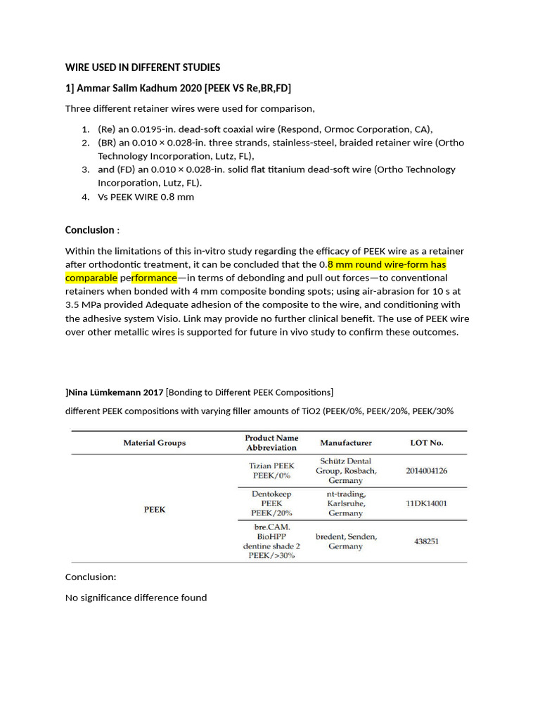 Wire Used in Different Studies | PDF | Wire | Metals