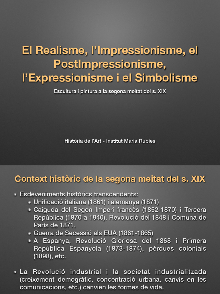 Realisme, Impressionisme I Postimpressionisme | PDF