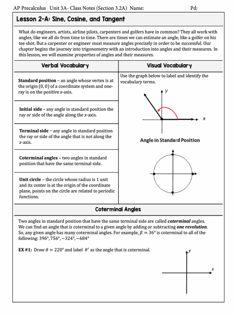 Trigonometry: Angles and Measures | PDF