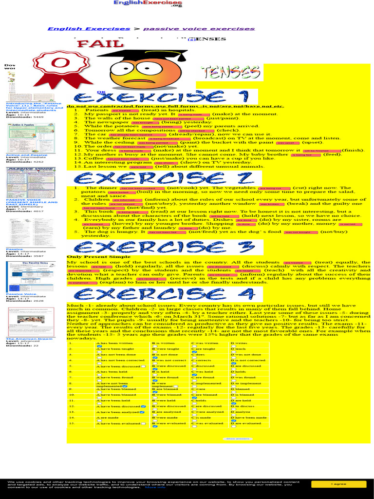 English Exercises 4 Exercises Passive Voice All TENSES 2 | PDF | Teachers
