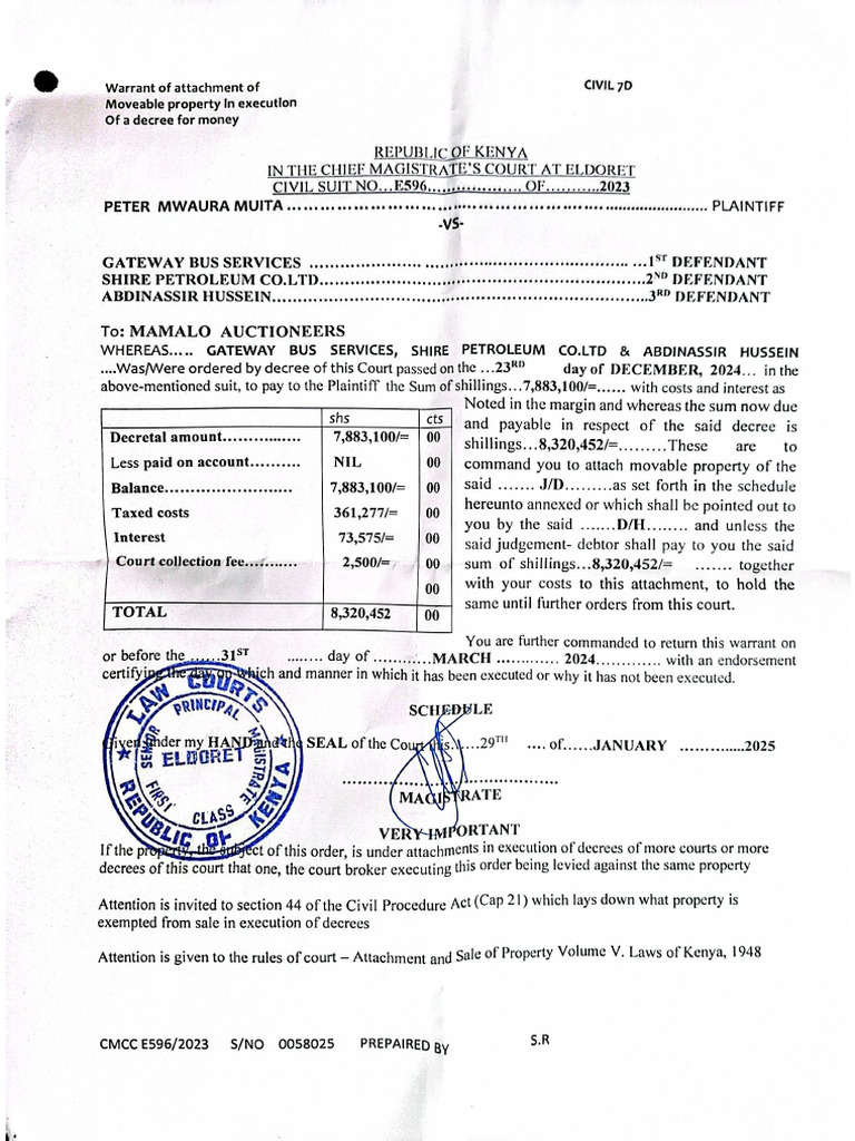 Warrants of Attachment | PDF