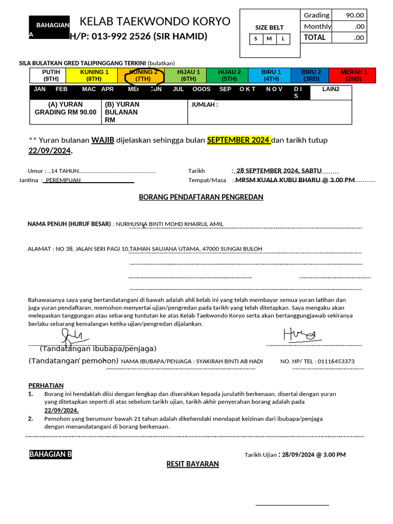 Borang Grading 28 Sept 2024 - Sir Hamid (MRSM) | PDF