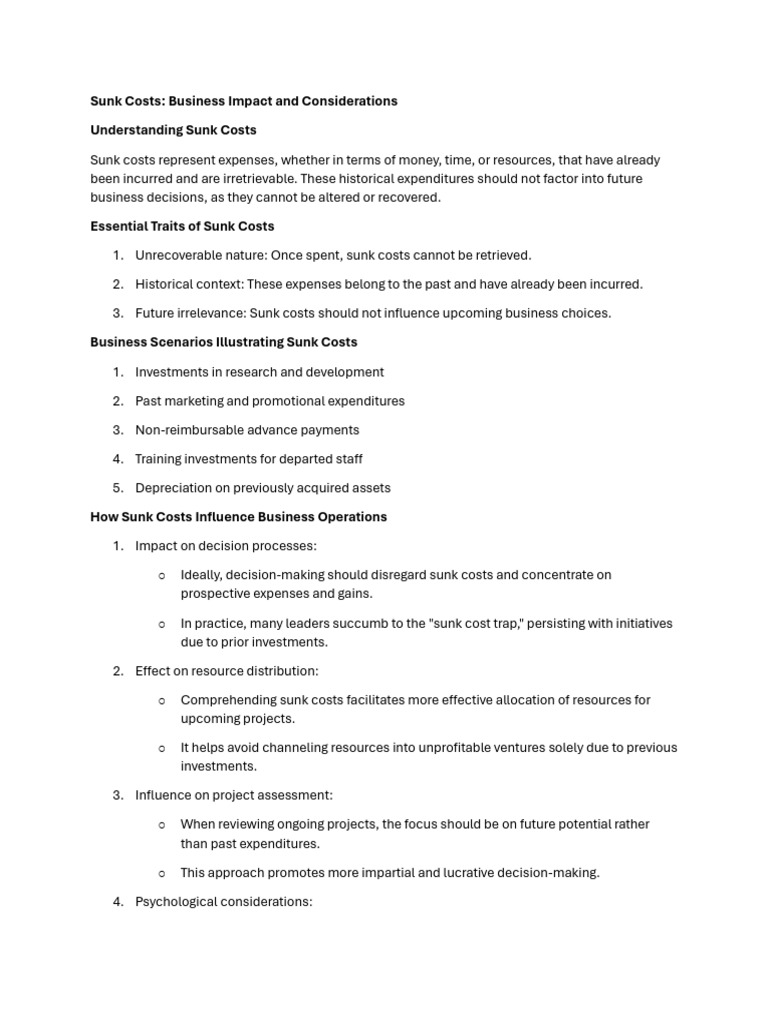 Understanding Sunk Costs in Business | PDF | Expense | Microsoft